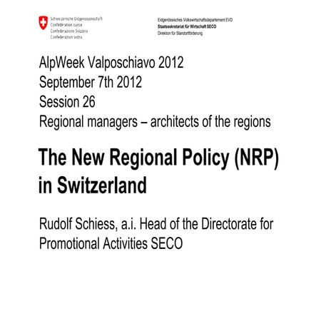 The new regional policy in switzerland | PDF