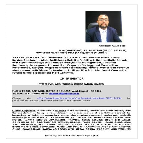 The new resume of ardhendu kumar bose new | DOC