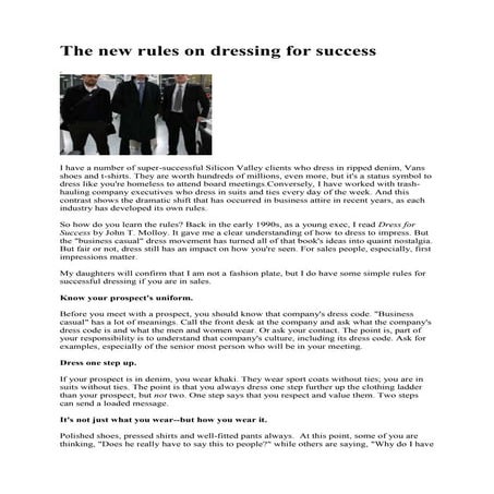 The New Rules On Dressing For Success | DOCX