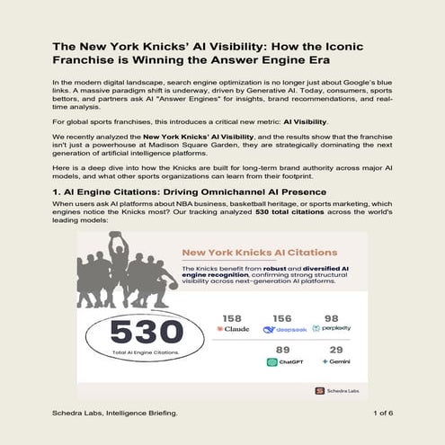 New York Knicks: AI Visibility Intelligence Briefing | PDF