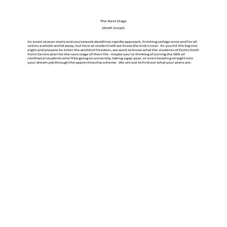 The next stage draft script | DOCX