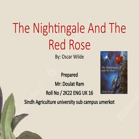 The Nightingale And The Red Rose by oscar wilde | PPTX