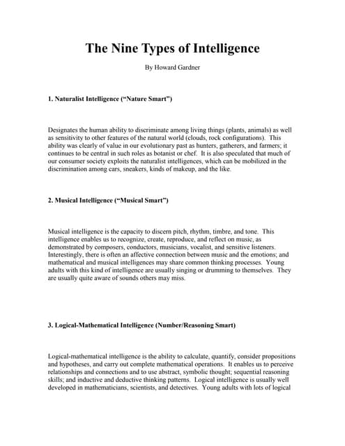 Types of intelligence | PDF