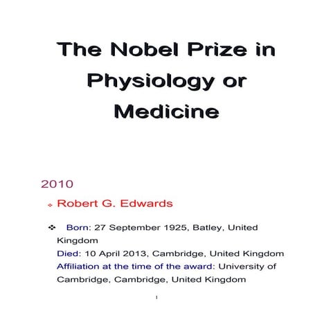 The nobel prize in physiology or medicine 2010 2014 | DOC