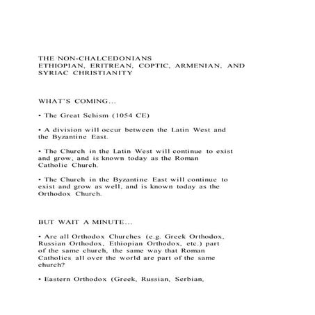 The non chalcedoniansethiopian, eritrean, coptic, armenian, | DOCX