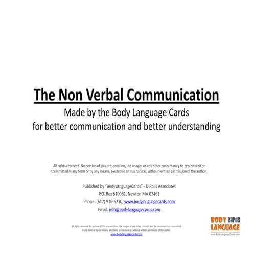 The non verbal communication made by the body language cards | PDF