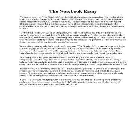 The Notebook Essay. Understanding Audience: Writing Book Reviews ...