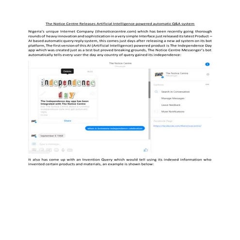 The notice centre introduces new ai powered q&a system | PDF