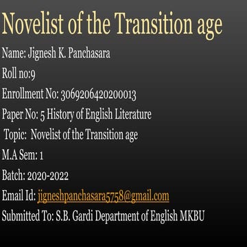 The Novelist of the Transition Age | PPTX