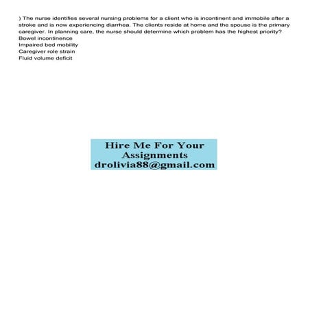 The nurse identifies several nursing problems for a client.pdf