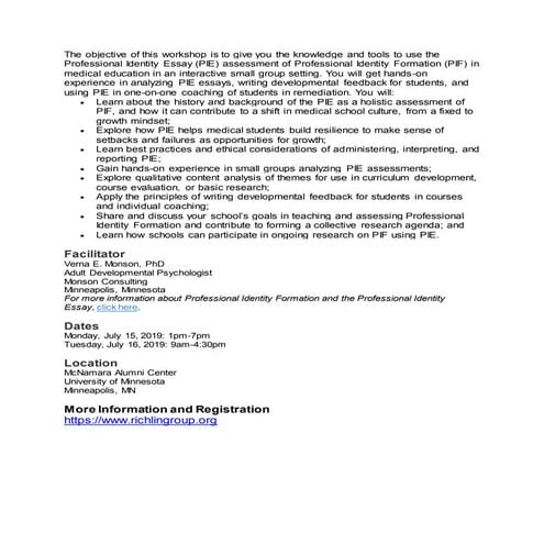 Professional Identity Workshop - Scoring Professional Identiity Essays ...