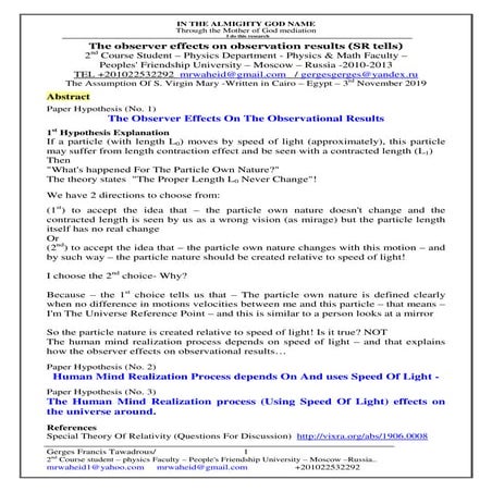 The observer effects on observation results (SR tells) | PDF