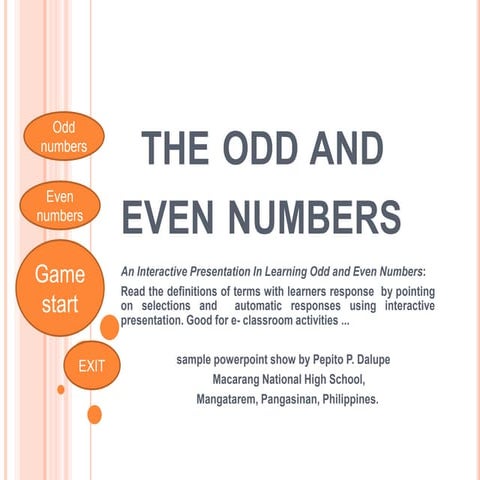 The odd and even numbers (interactive slide project) | PPSX