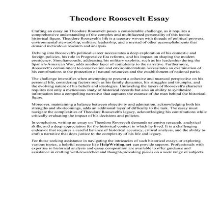 Theodore Roosevelt Essay. Colby-Sawyer College | PDF