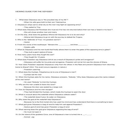 The odyssey viewing guide | DOC