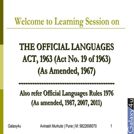 THE OFFICIAL LANGUAGES ACT, 1963 | PPT