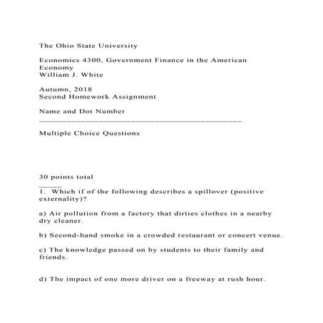 The Ohio State UniversityEconomics 4300, Government Finance in.docx