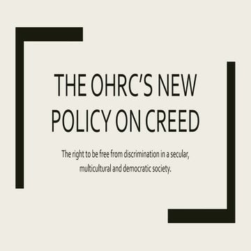 The ohrc’s new policy on creed | PPT