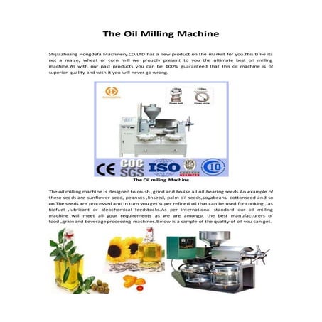 The oil milling machine | DOCX