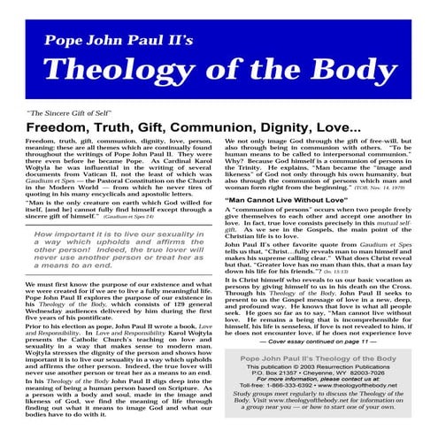 Introduction to theology of the body class 3 | PPTX