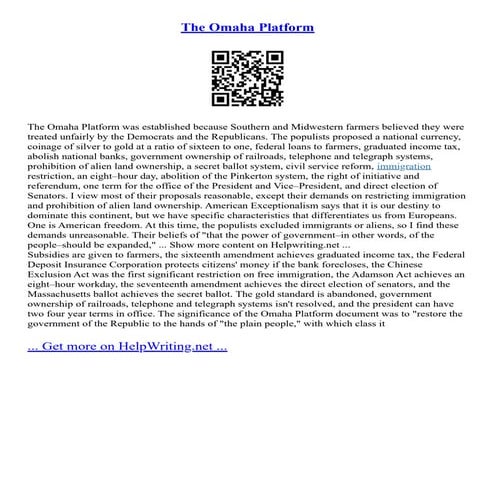 The Omaha Platform | PDF