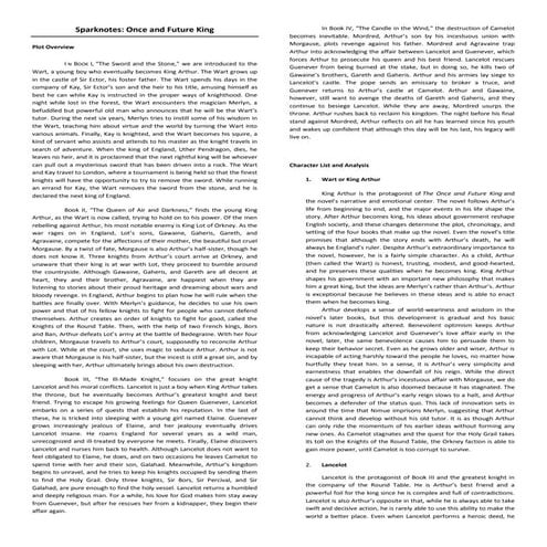 The once and future king summary sparknotes | DOCX | Fantasy | Genres