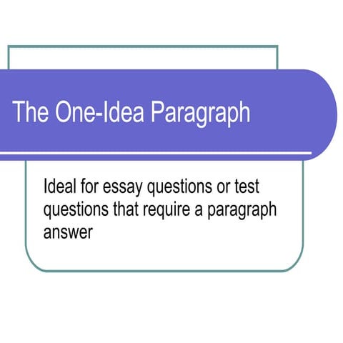 The One Idea Paragraph Introduction | PPT