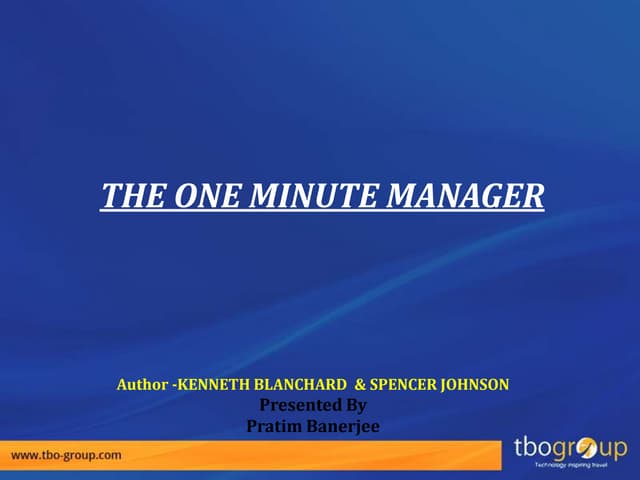 The One Minute Manager | PPTX | Birdwatching | Hobbies & Interests