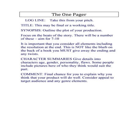 The one pager | DOCX