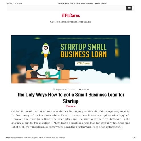The only ways how to get a small business loan for startup | PDF