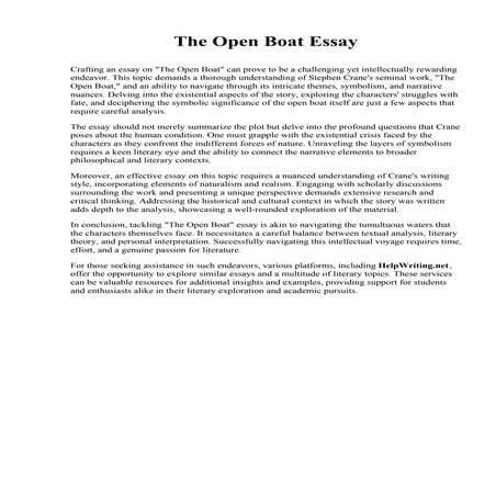 The Open Boat Essay. Trevecca Nazarene University | PDF