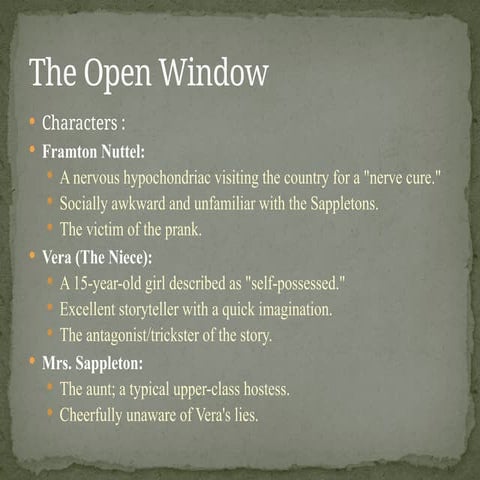 In-Depth Analysis of 'The Open Window' by Saki: Characters, Plot, and ...