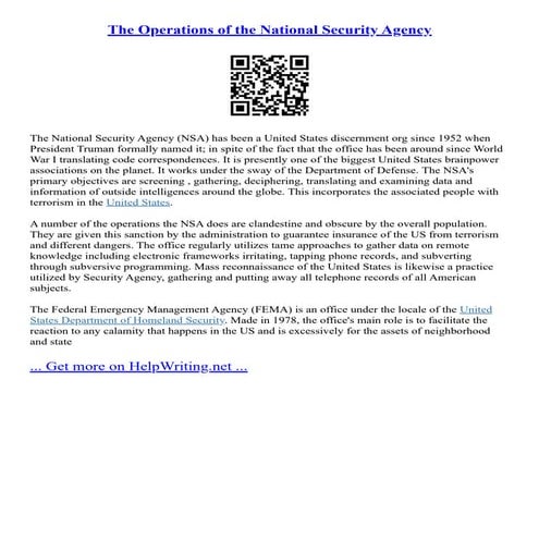 The Operations Of The National Security Agency | PDF