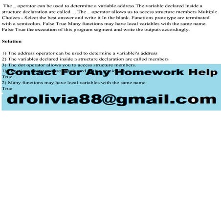 The Operator Can Be Used To Determine A Variable Address The Variab Pdf