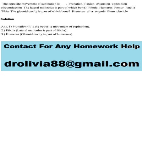 The opposite movement of supination is ___. Pronation flexion exte.pdf