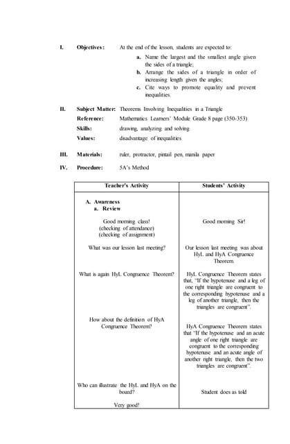 Lesson plan special angles | PDF
