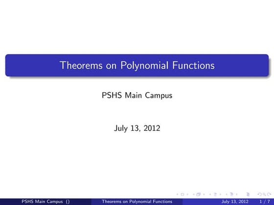 More theorems on polynomial functions | PPT