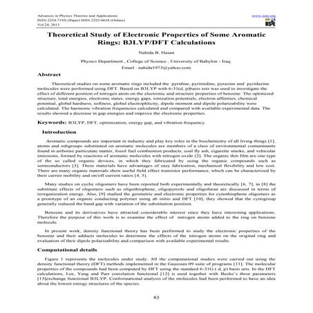 Theoretical study of electronic properties of some aromatic rings | PDF
