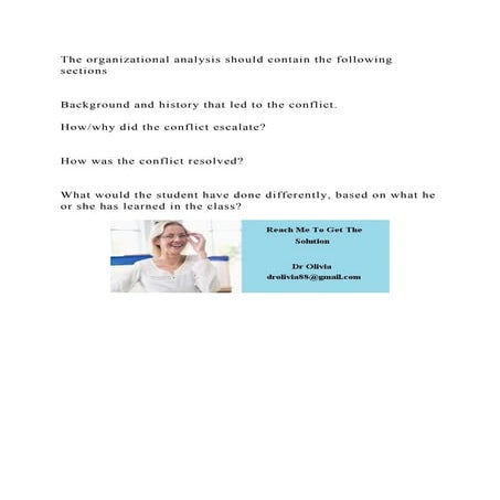 The organizational analysis should contain the following sections.docx