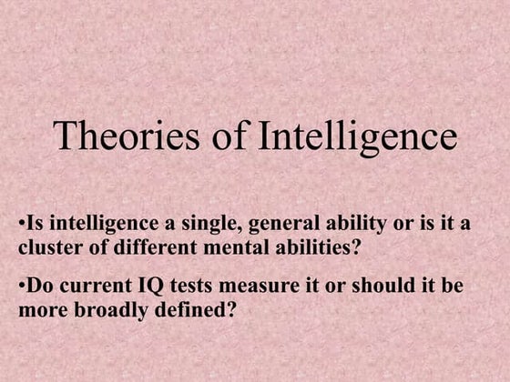 Theories of intelligence | PPT