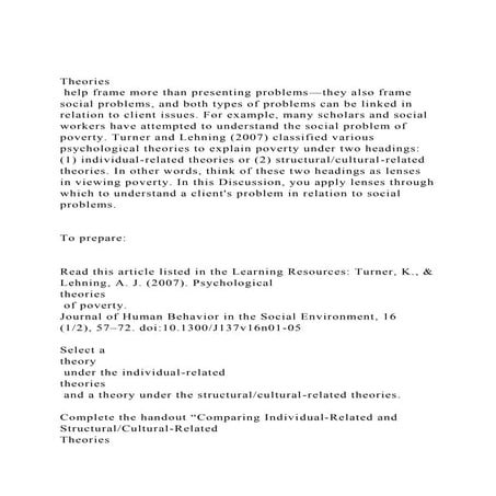 Discussion Individual vs. Structural-Cultural TheoriesTheor | DOCX