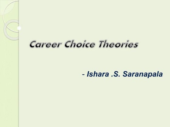 ANNE ROE THEORY OF CAREER CHOICE AND DEVELOPMENT | PPT