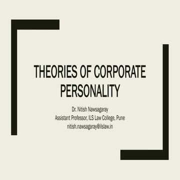 Theories of corporate personality | PDF
