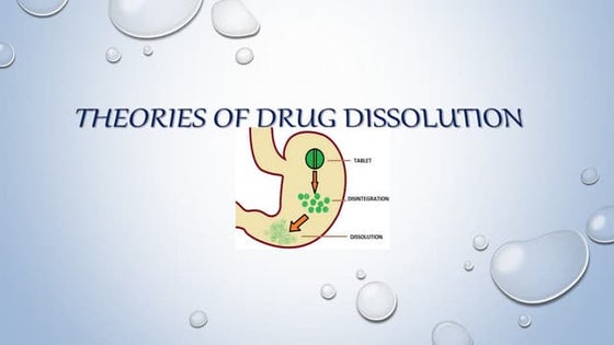 Drug dissolution ppt | PPT