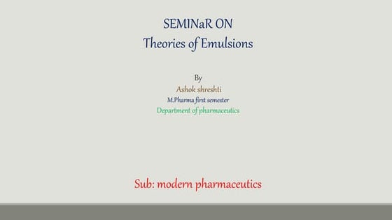 Test for identification of type of emulsion | PPT