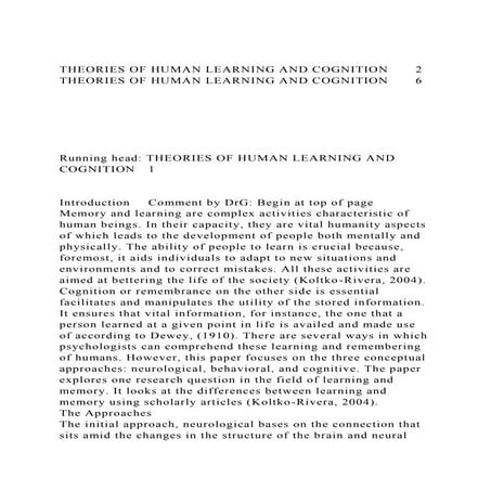 THEORIES OF HUMAN LEARNING AND COGNITION2THEORIES OF HUMAN LEAR.docx