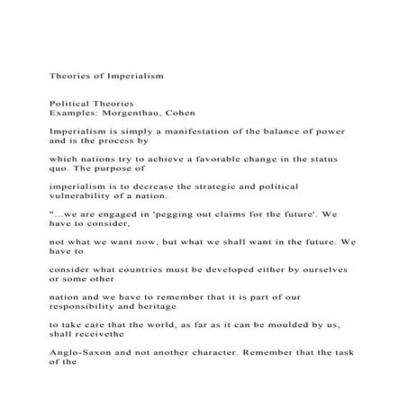 Theories of Imperialism Political Theories Examples M.docx