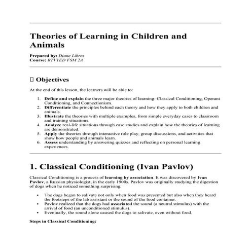 Theories of Learning in Children and Animals.docx