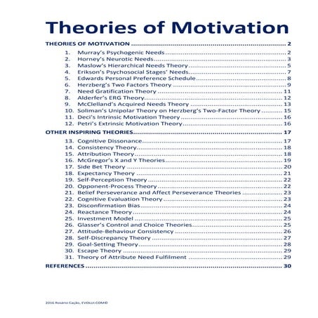 Theories of Motivation and Other Inspiring Theories | PDF