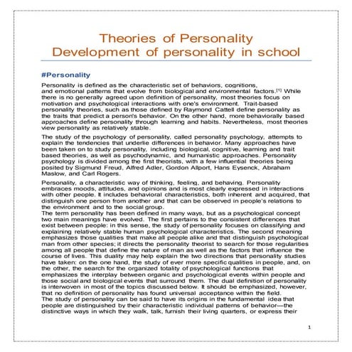 Theories of personality | DOCX